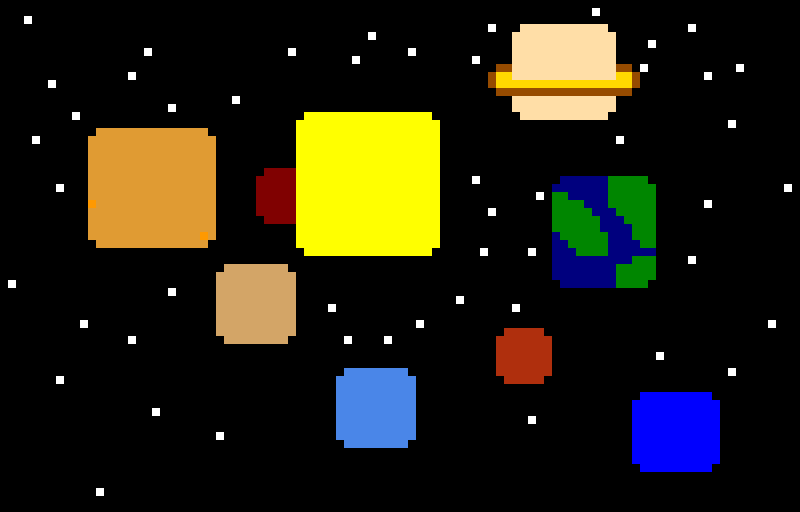 The solar system pixel art